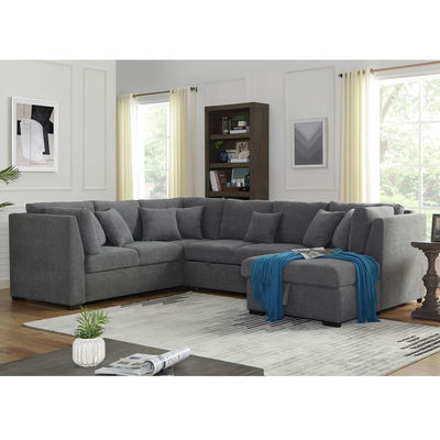 Sofá seccional de cama con cama extraíble y espacio de almacenamiento Sillón, tela de lino gris